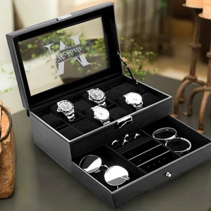 Watch Box for 12, Watch Box for Men, Wood Watch Box Drawer, 5th ...