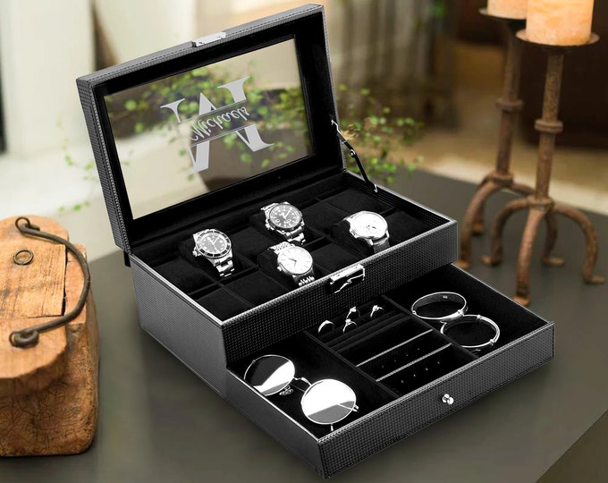 Watch Box for Men With Drawer,watch Case for Men Personalized,wood ...