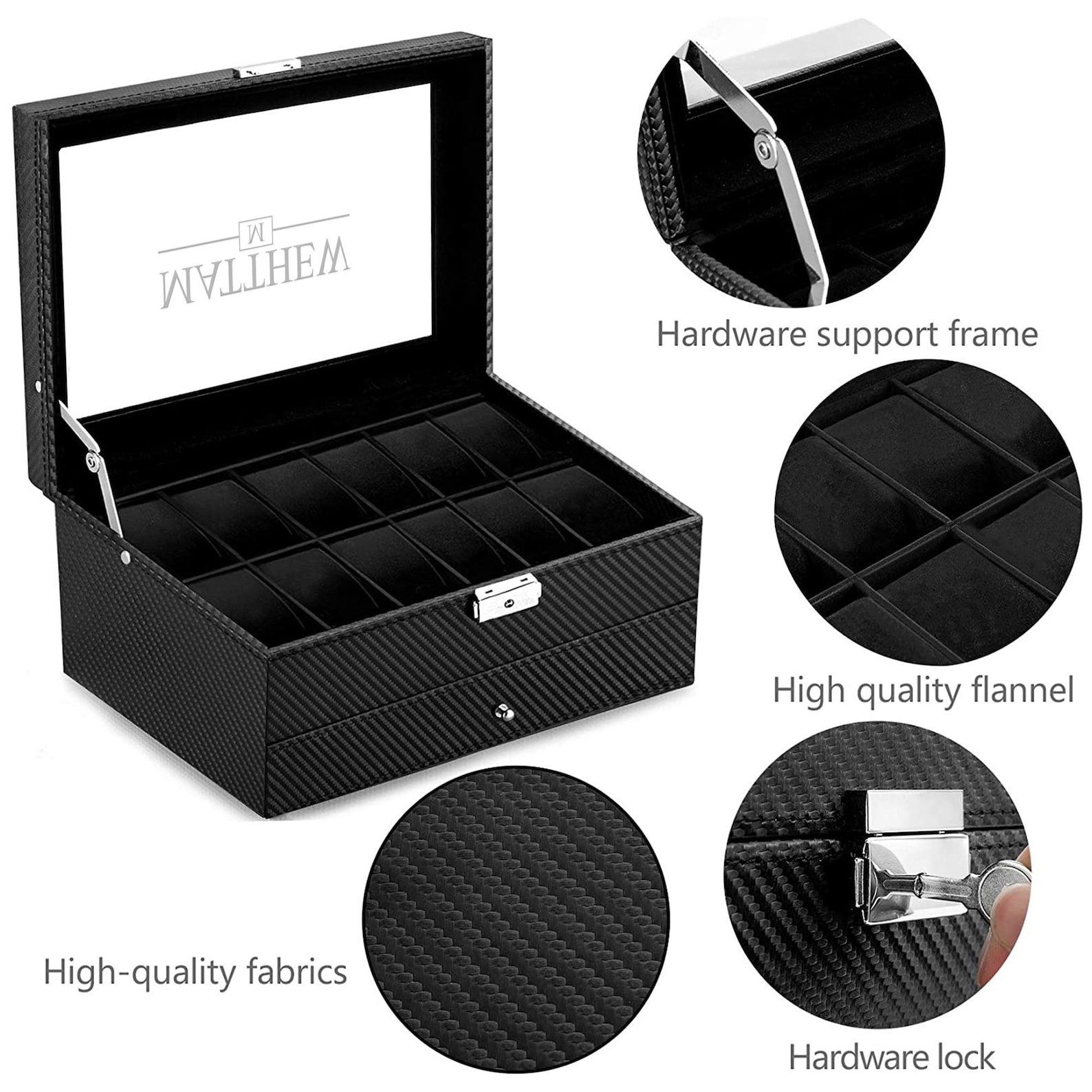 Watch Box for 12 Watch Box for Men Wood Watch Box Drawer - Etsy