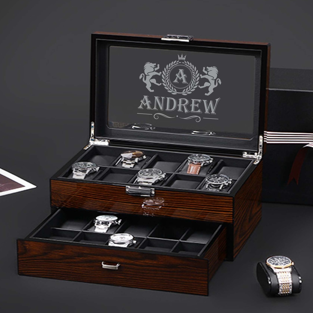 Watch Box for Men,personalized Watch Storage Box With 6/10/12/20 Slots ...