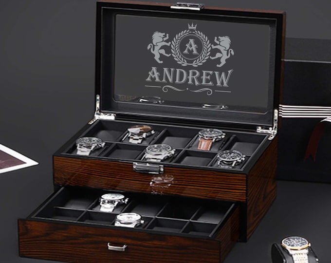 Watch Box for Men,personalized Watch Storage Box With 6/10/12/20 Slots ...
