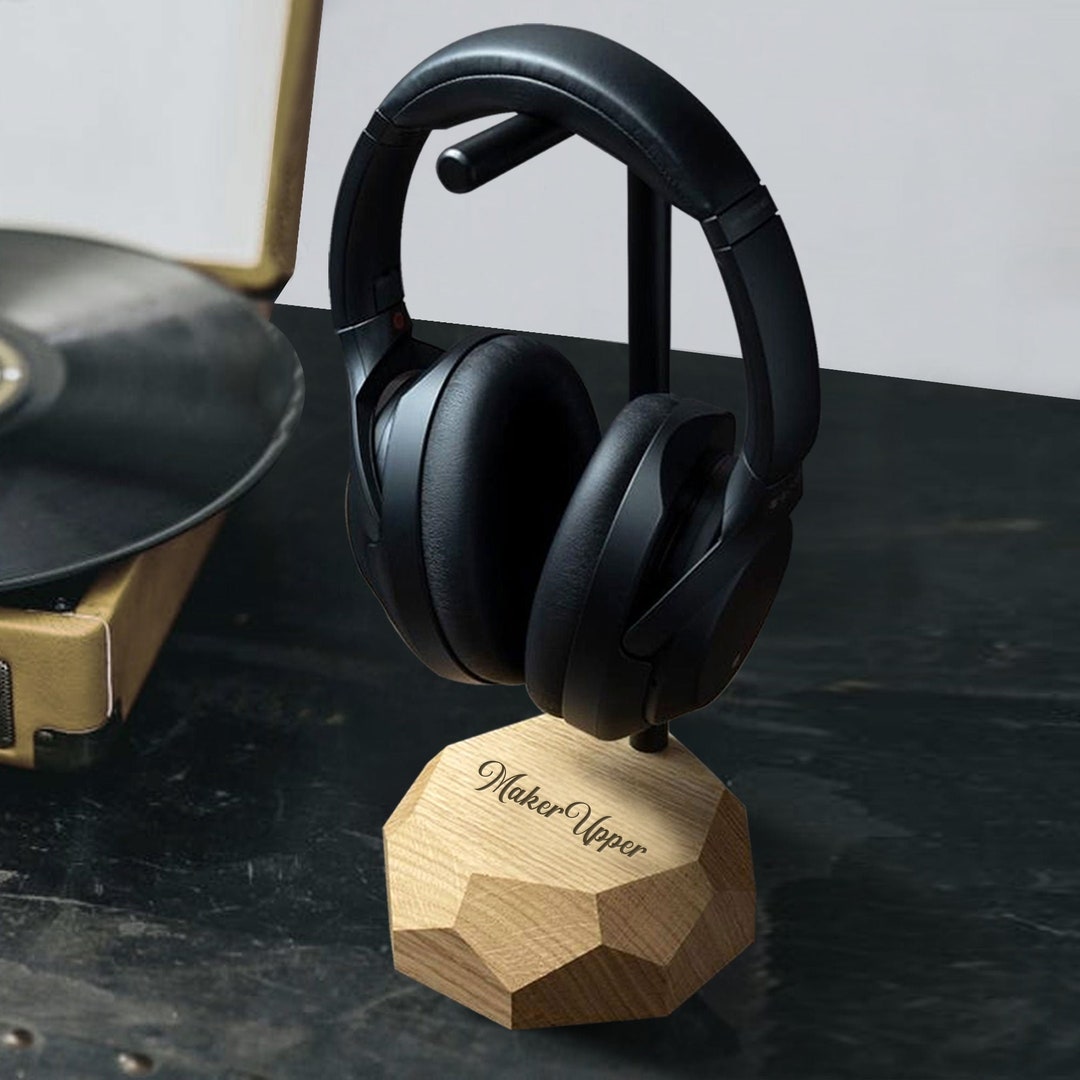 Headphone Stand Wood Steel and Wood Headphone Holder Makes - Etsy