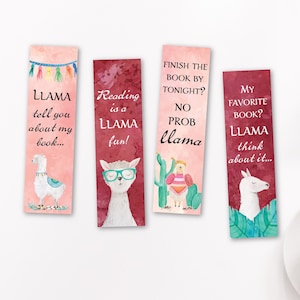 Printable Llama Bookmarks | Llama Bookmark Set | Llama Gifts | Book ...