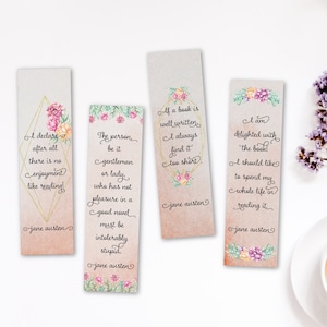Printable Jane Austen Bookmarks | Jane Austen Quote Bookmark Set | Book ...