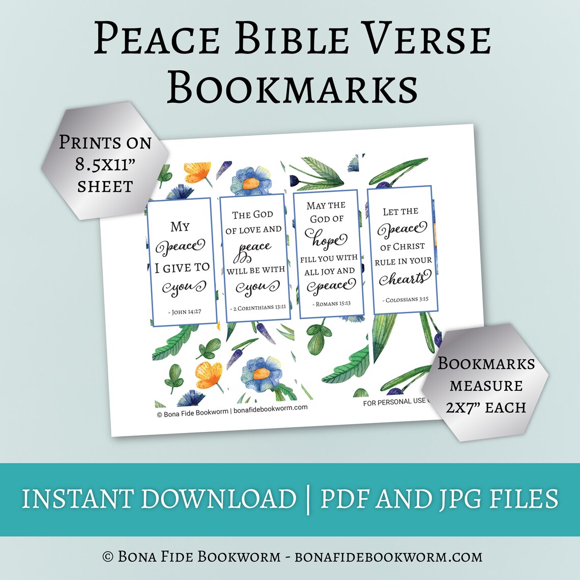 Printable Peace Bible Bookmarks Scripture Bookmarks Printable Bookmarks ...