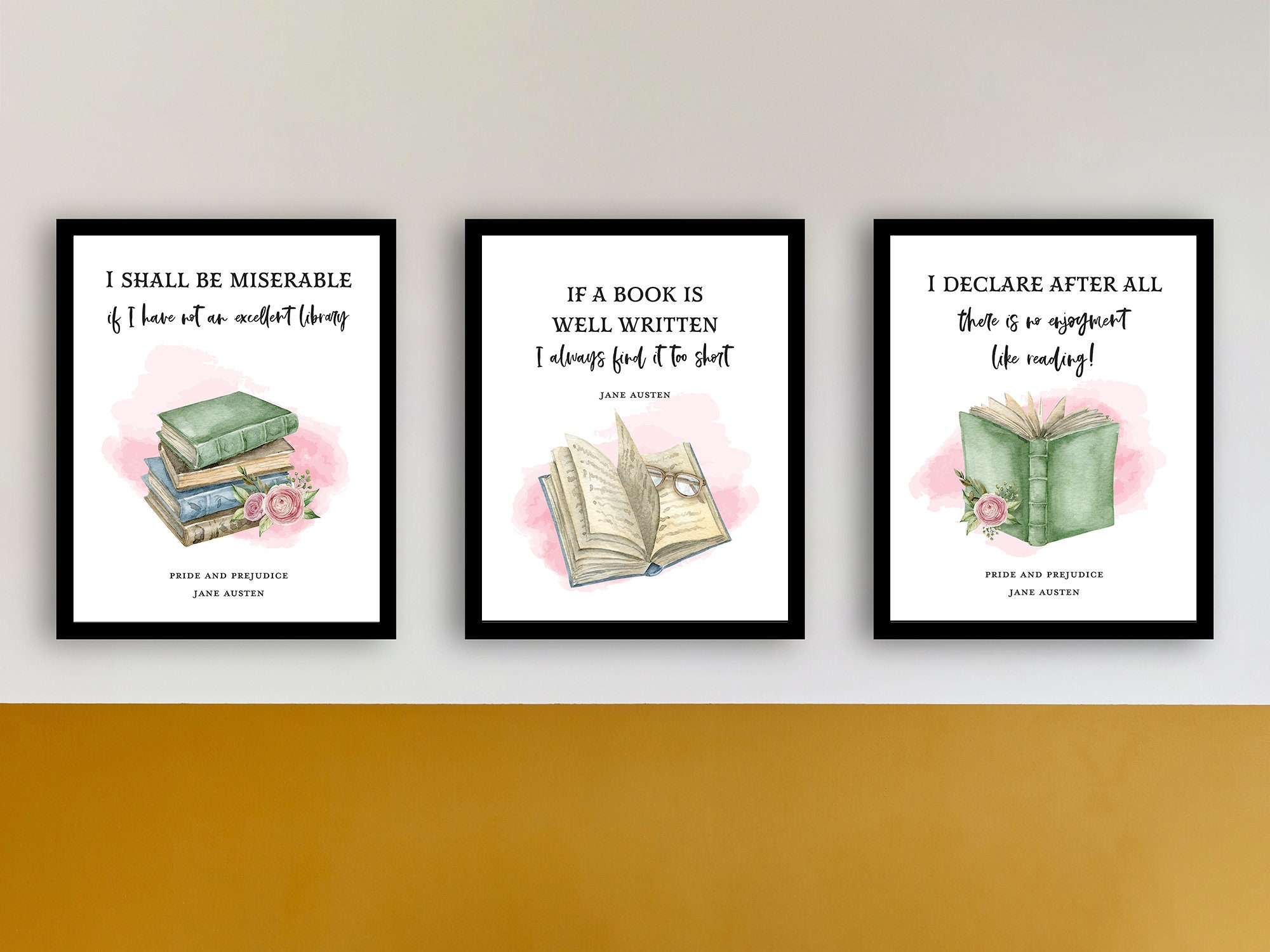 Jane Austen Wall Art Set of 3 Printable Jane Austen Posters Jane Austen ...