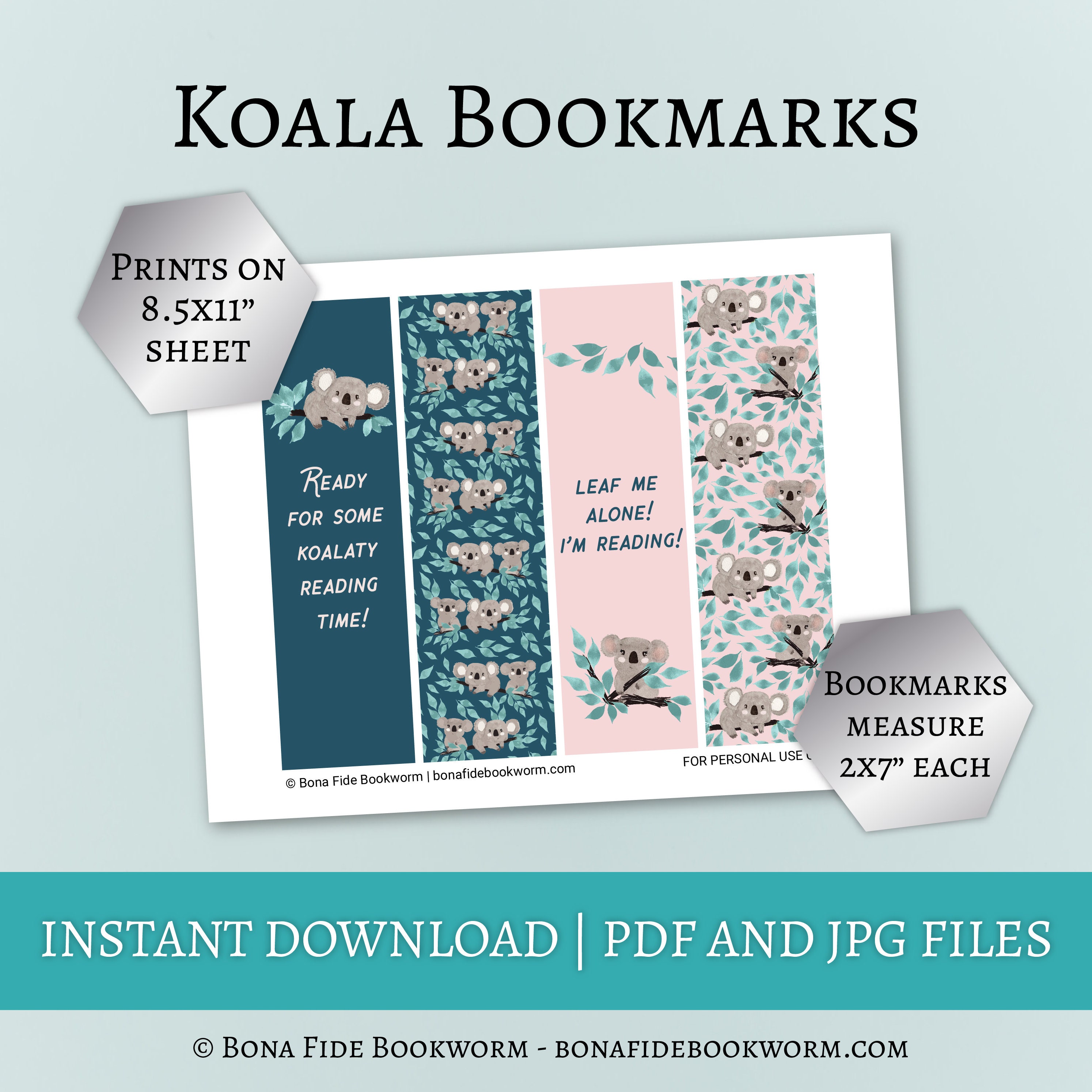 Printable Koala Bookmarks | Koala Reading Bookmarks | Printable ...