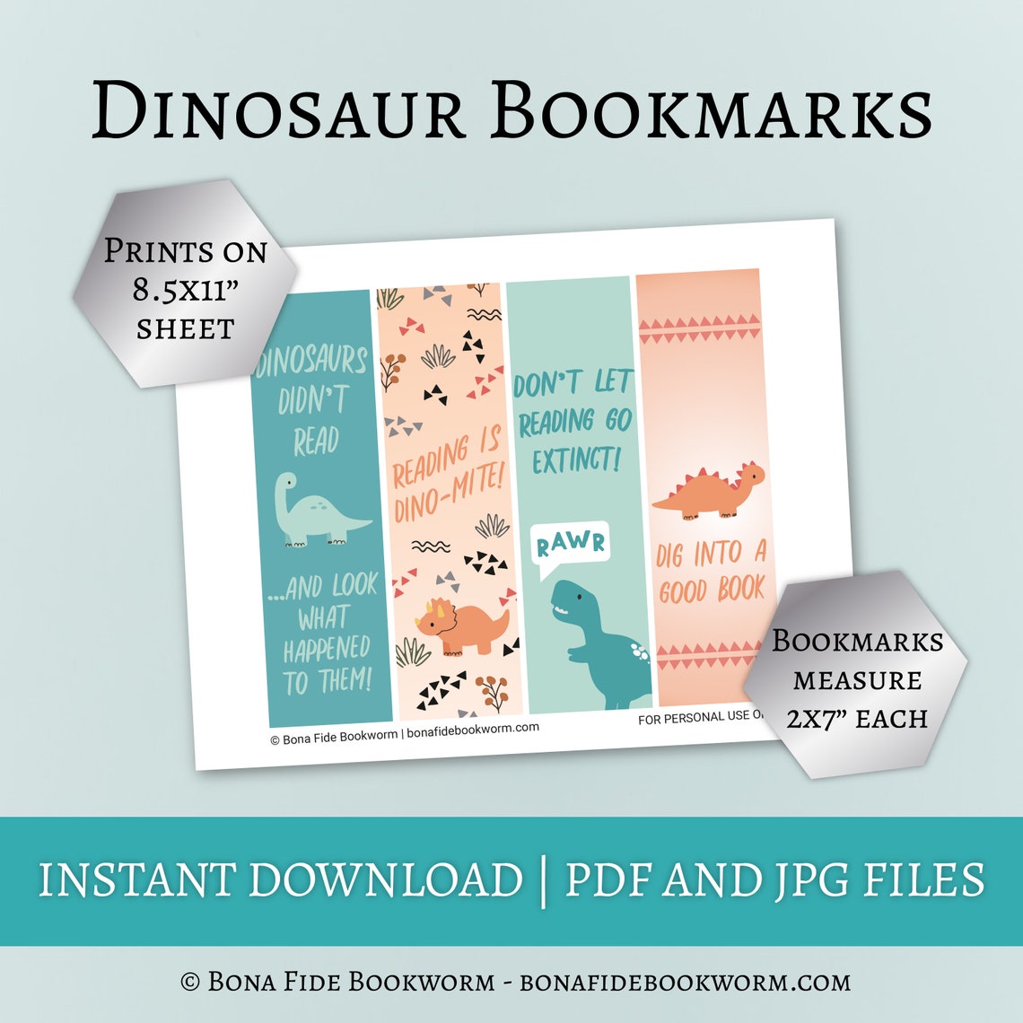 Printable Dinosaur Bookmarks Dinosaur Reading Bookmarks Printable ...