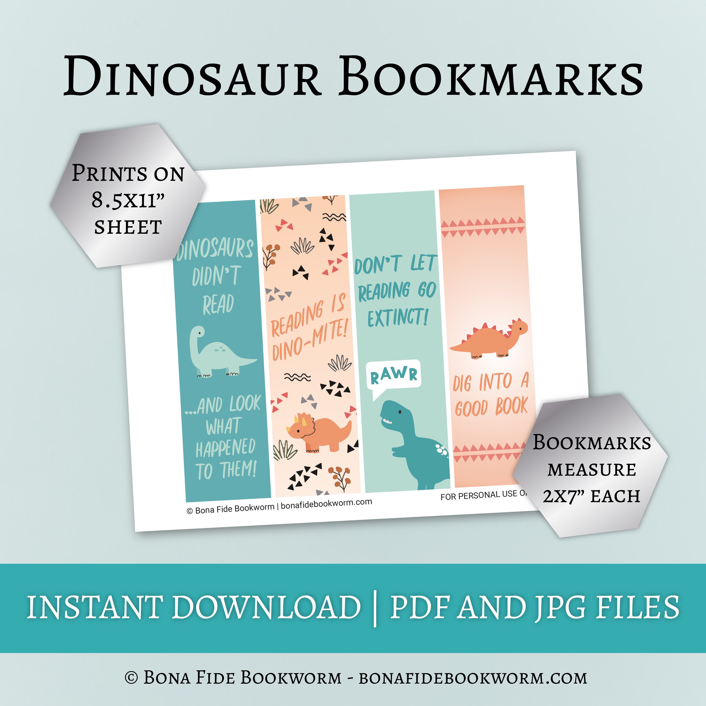Printable Dinosaur Bookmarks Dinosaur Reading Bookmarks Printable ...