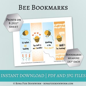 Printable Bee Bookmarks | Bee Reading Bookmarks | Printable Bookmarks ...