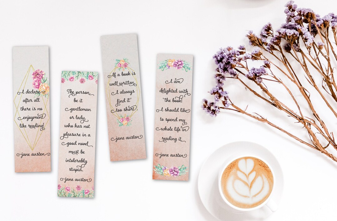 Printable Jane Austen Bookmarks | Jane Austen Quote Bookmark Set | Book ...