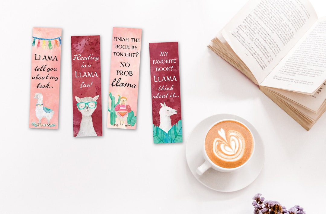 Printable Llama Bookmarks | Llama Bookmark Set | Llama Gifts | Book ...