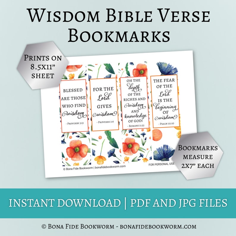 Printable Wisdom Bible Bookmarks Scripture Bookmarks - Etsy UK