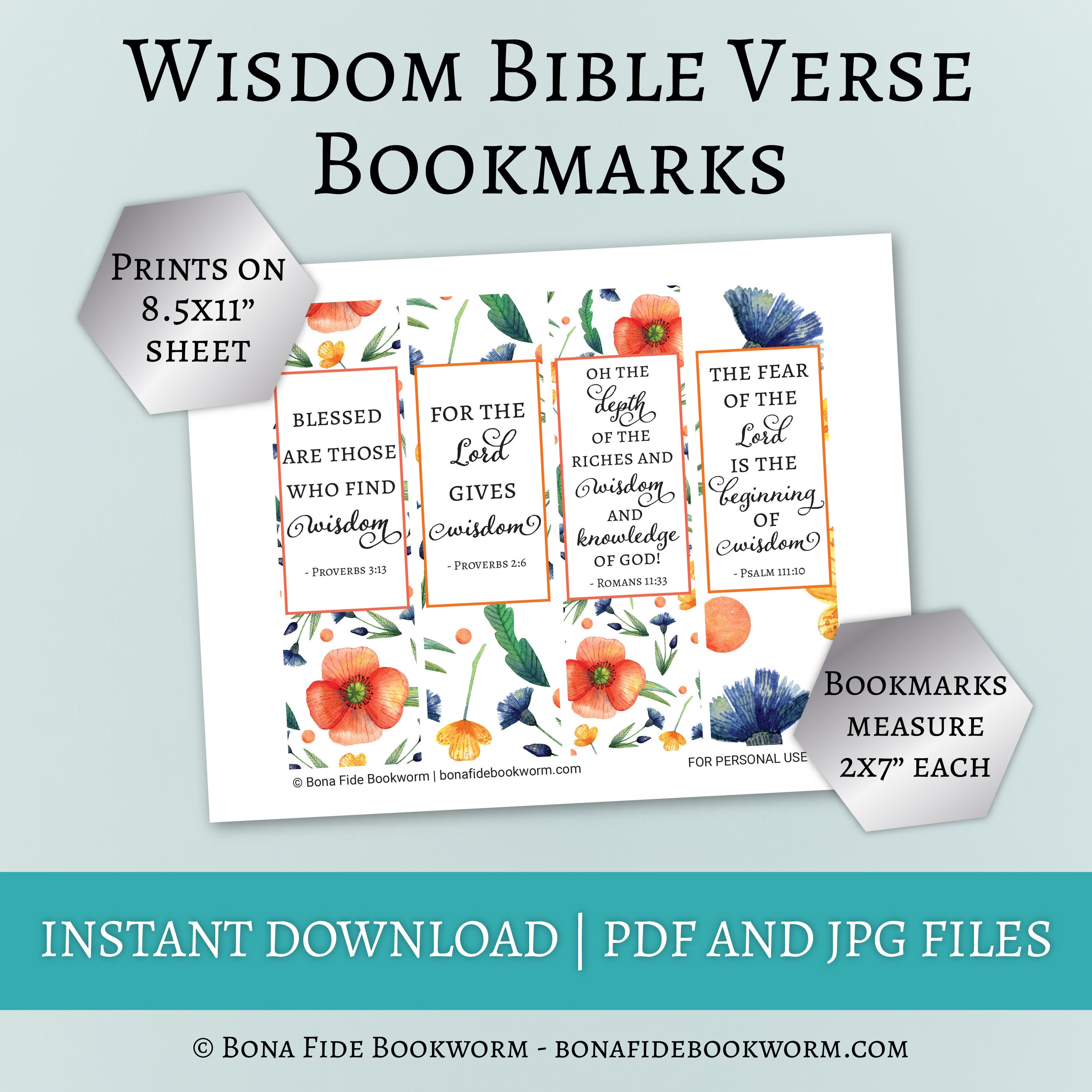 Printable Wisdom Bible Bookmarks | Scripture Bookmarks | Printable ...