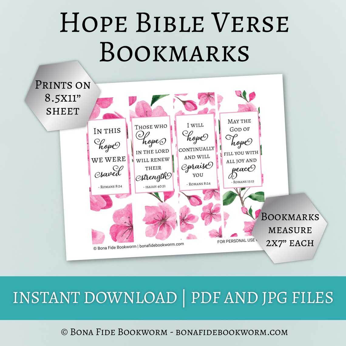 Printable Hope Bible Bookmarks | Scripture Bookmarks | Printable ...
