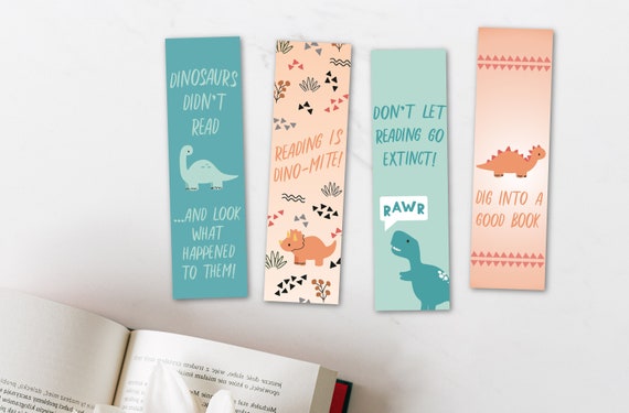 Printable Dinosaur Bookmarks Dinosaur Reading Bookmarks | Etsy