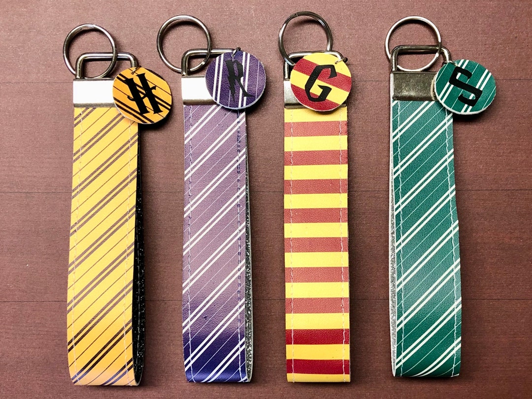 Wizard House Key Fob, Blue Bronze Key Chain, Green Silver Faux Leather ...