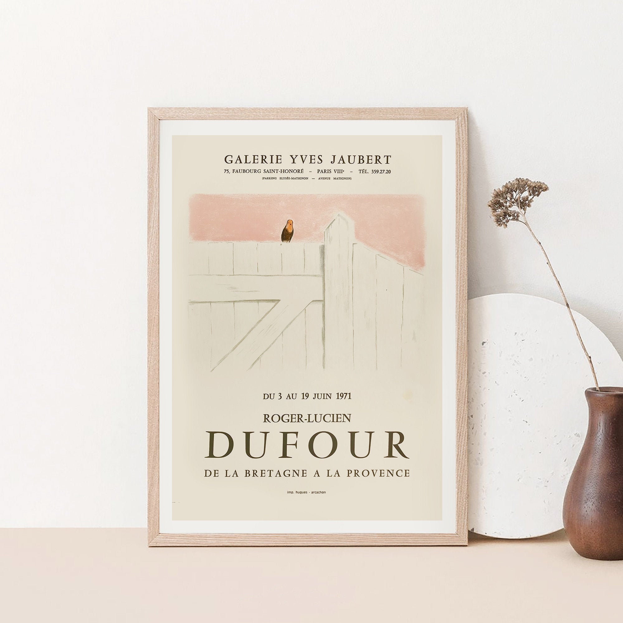 Roger Lucien DUFOUR Exhibition Poster Pink Boho Wall Decor DIGITAL Art ...