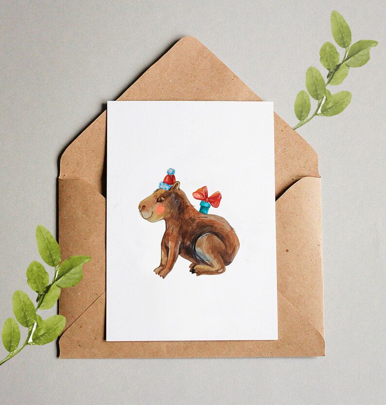 Watercolor Capybara Clipart Instant Download Christmas Capybara Clipart ...