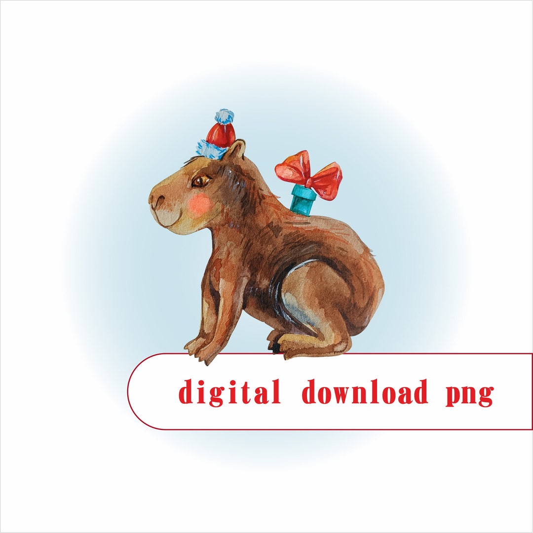 Watercolor Capybara Clipart Instant Download Christmas Capybara Clipart ...