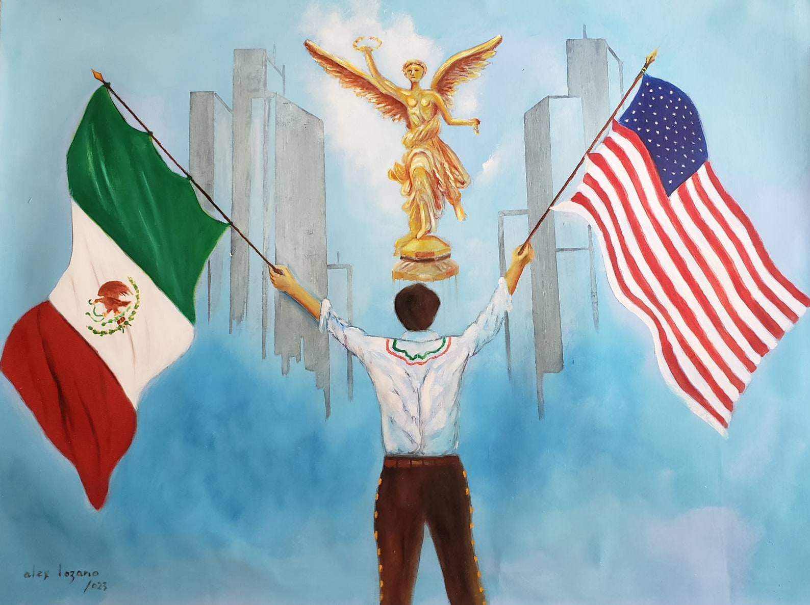 Proud in Mexico Oil Painting on Canvas: Mexican American Wall Art ...