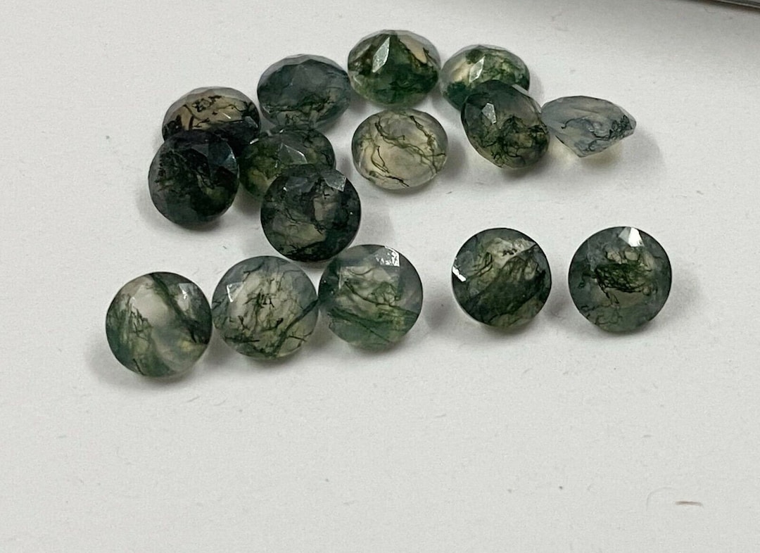 Natural AAA Moss Agate Round Shape Faceted Gemstone 1.50MM 2MM 2.50MM ...