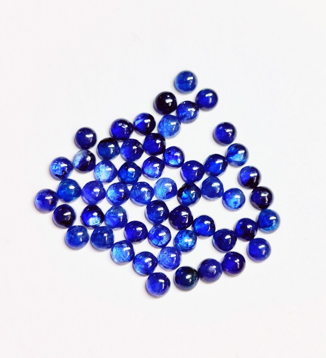 Glass Field Blue Sapphire Round Shape Cabochon Gemstones 3MM Size ...