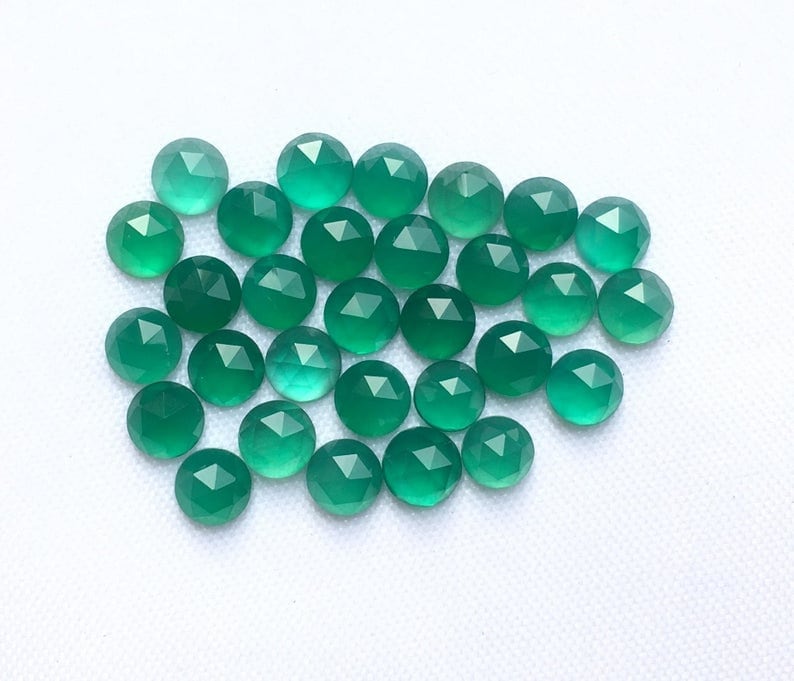 Natural Green Onyx Round Shape Rosecut Cabochon Gemstones 2MM 2.50MM ...