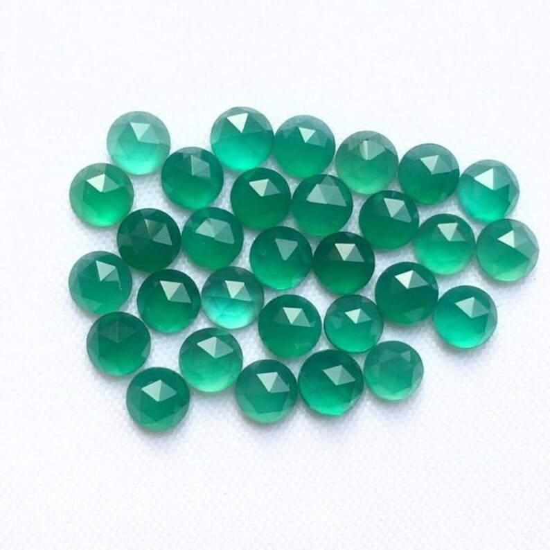 Natural Green Onyx Round Shape Rosecut Cabochon Gemstones 2MM 2.50MM ...