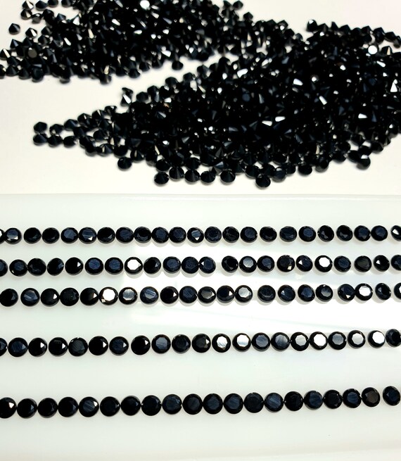 Black Spinel Round Shape Faceted Gemstone 1.25 1.50 1.75 2 - Etsy