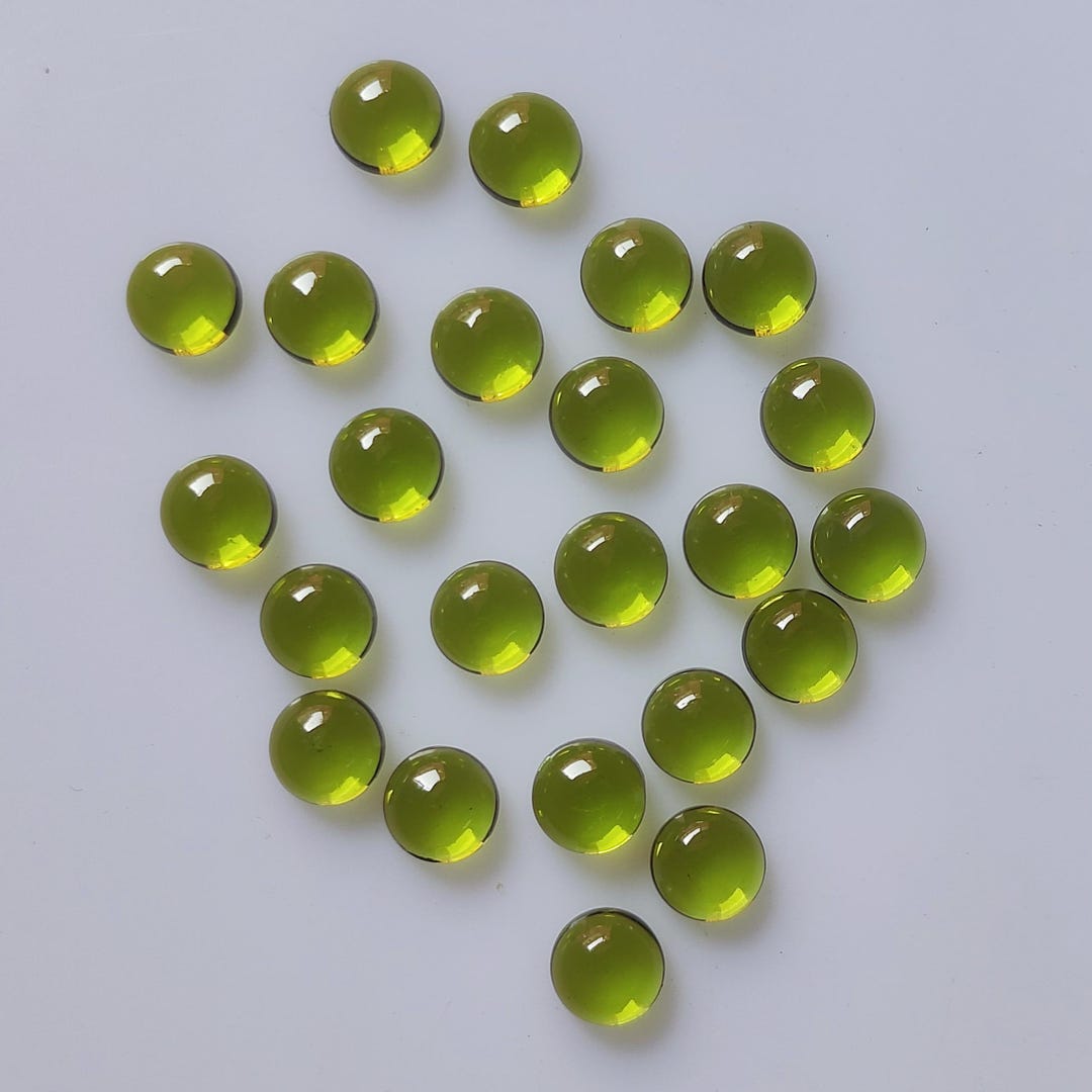 AAA Excellent Quality Green Peridot Quartz Round Shape Cabochon 1.5 2 2 ...