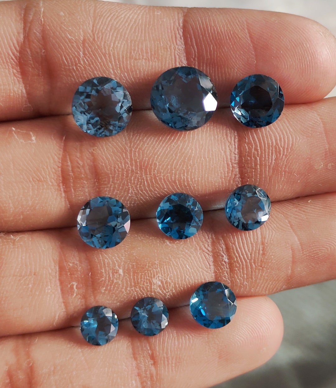 London Blue Topaz Quartz Round Shape Faceted Gemstone 1.50 2 2.50 3 4 5 ...