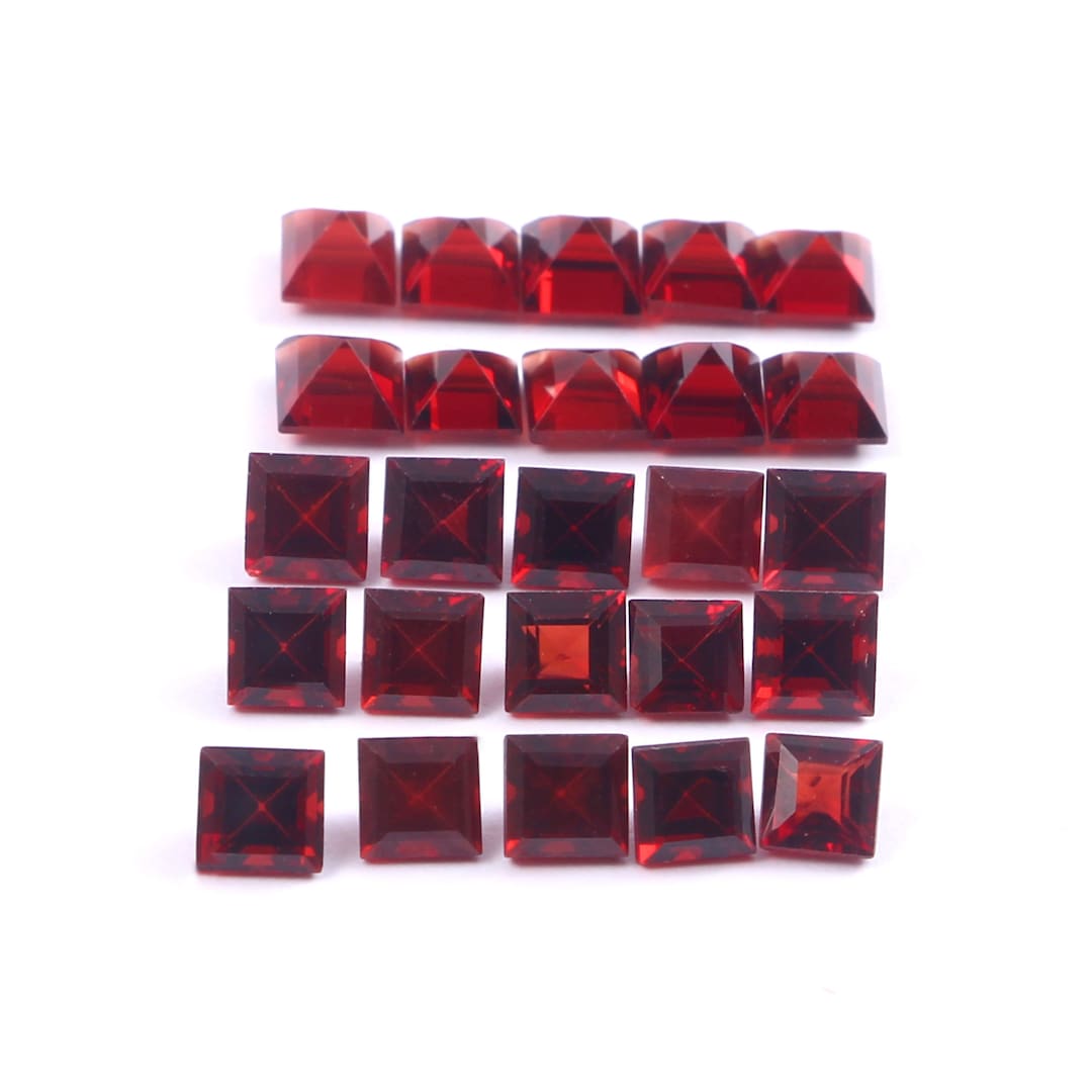 Natural Mozambique Garnet Square Shape Faceted Gemstone 2MM 2.50MM 3MM ...
