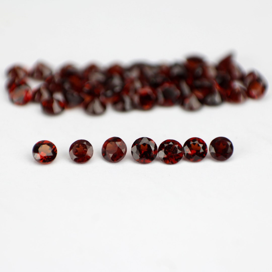 Natural AAA Red Garnet Round Shape Faceted Gemstones 2MM Size. Red ...