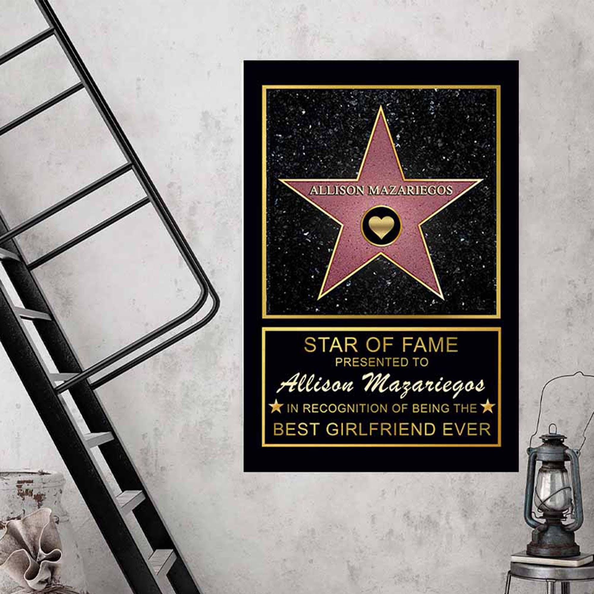 Personalized Hollywood Walk of Fame Star Canvas Print, Custom Name ...