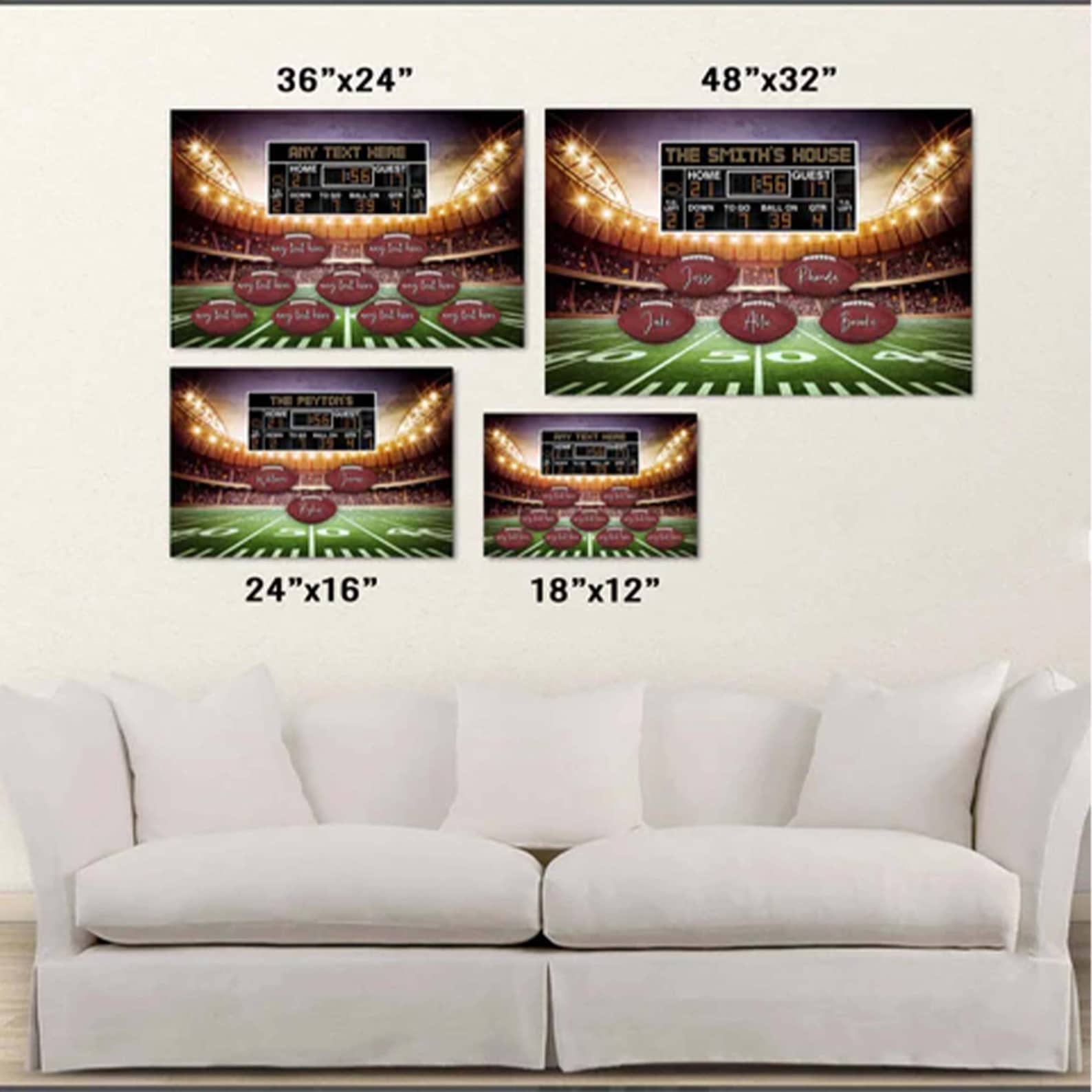 Personalized Football Stadium Canvas With Custom Names Football ...