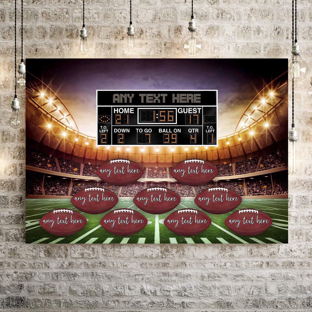 Personalized Football Stadium Canvas: Custom Scoreboard Sign - Etsy