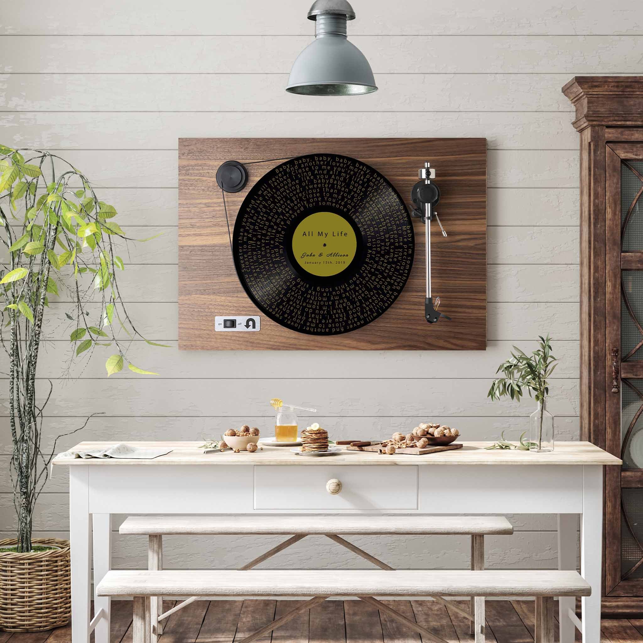 Walnut Orbital Turntable Vinyl Record Personalized Names, Date & Song ...