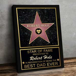Personalized Hollywood Walk of Fame Star Canvas Print for Dad | Star of ...