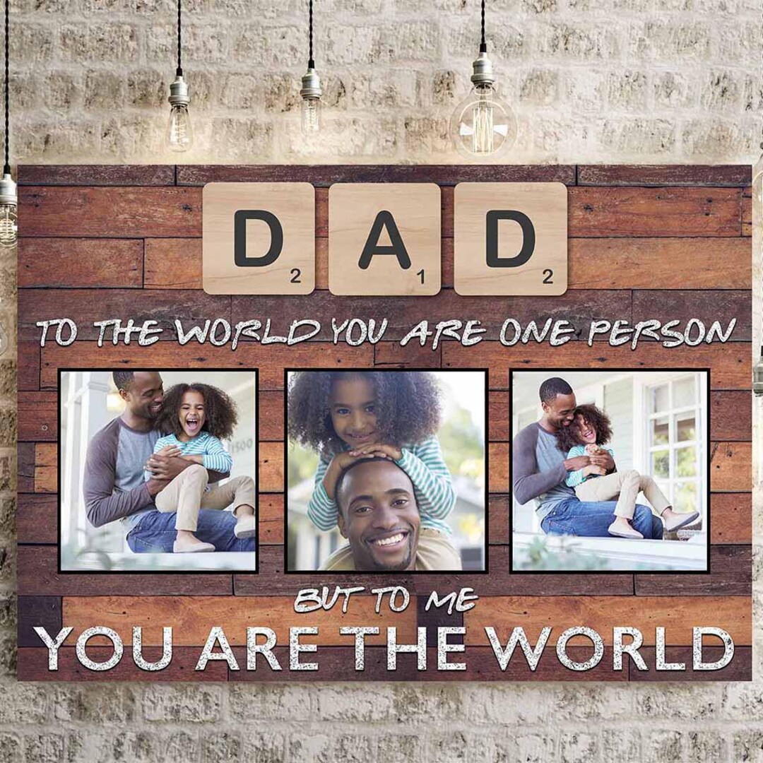 Custom Dad Scrabble Photo Canvas | Rustic Father's Day Gift - Etsy