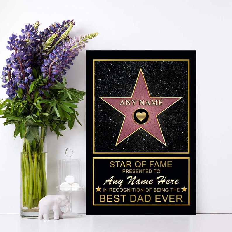 Personalized Hollywood Walk of Fame Star Canvas Print for Dad | Star of ...