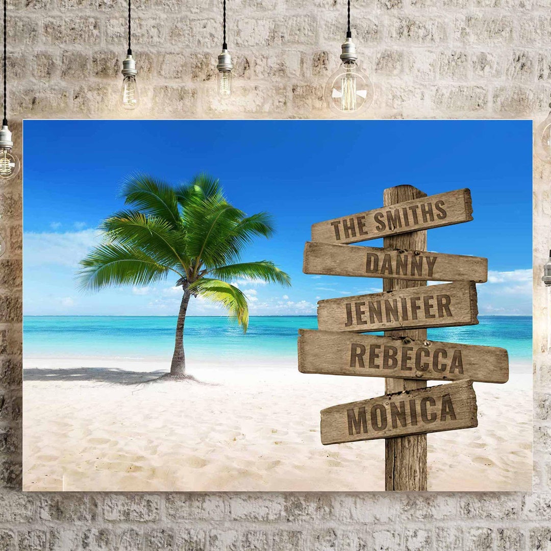 Personalized Ocean Breeze Family Names Canvas Sign: Coastal Wall Art - Etsy