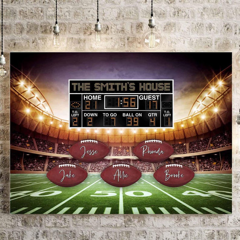 Personalized Football Stadium Canvas: Custom Scoreboard Sign - Etsy