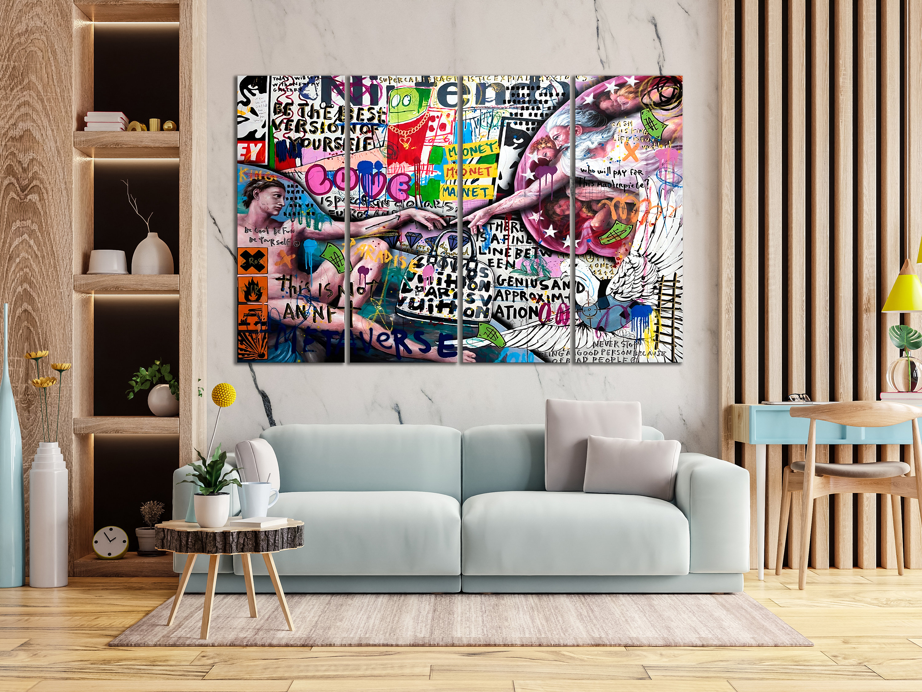Creation of Adam Banksy Canvas Print Urban Graffiti Print Street Art ...