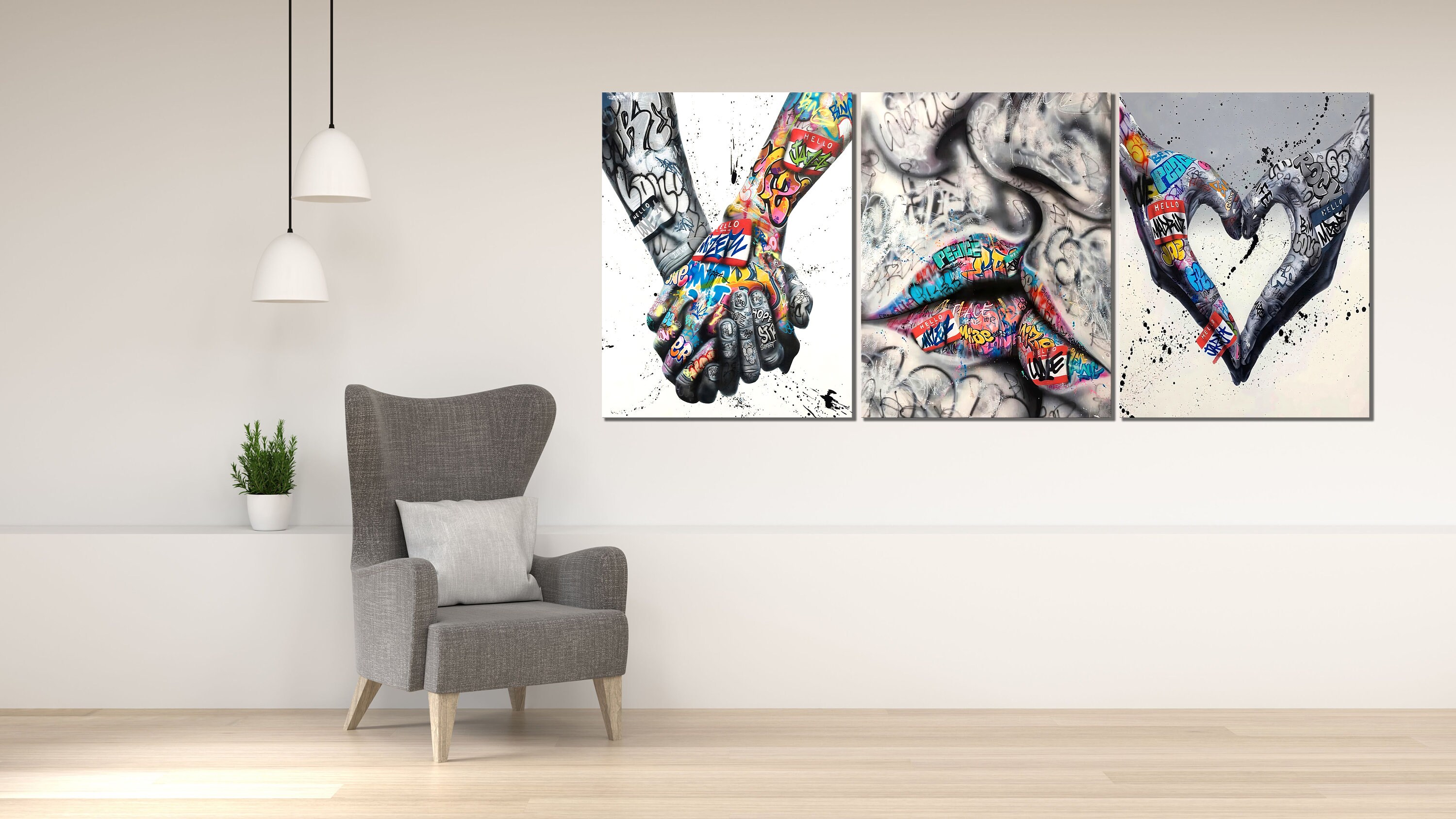 Banksy Set of 3 Canvas Print Urban Graffiti Print Street Art - Etsy