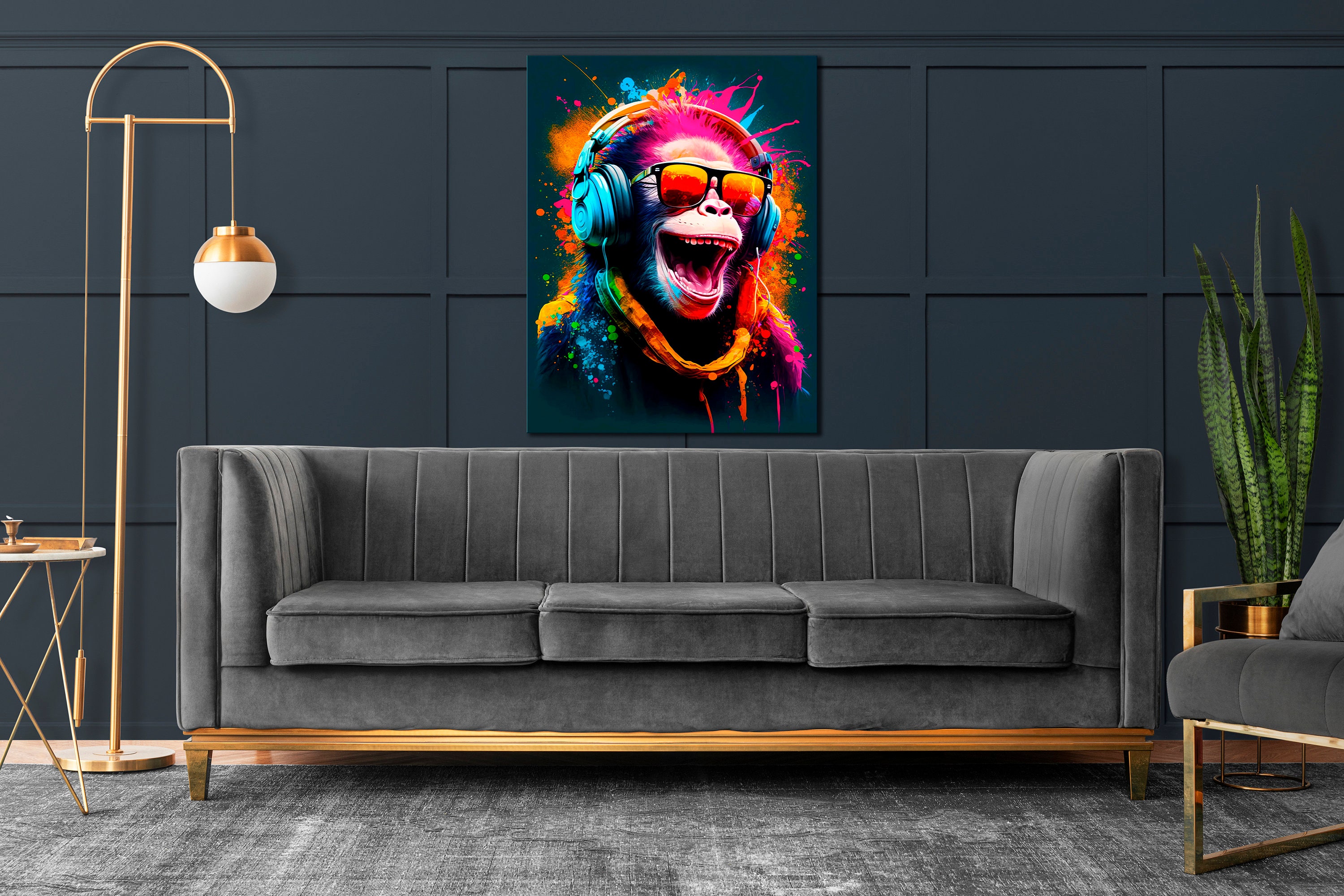Dj Ape Street Art Banksy Canvas Print Monkey Graffiti Urban Modern Wall ...