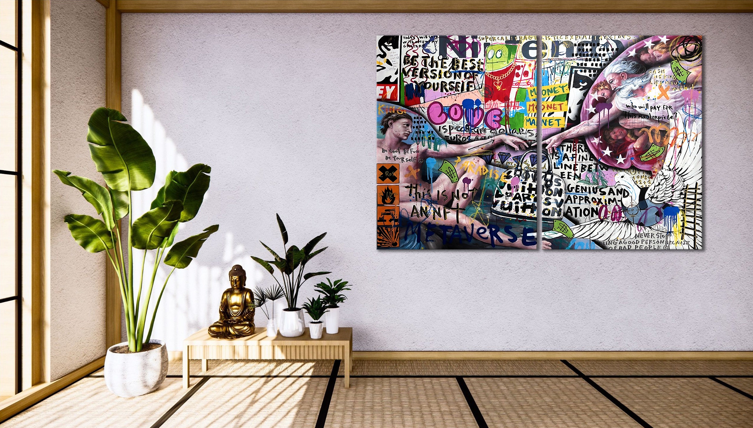 Creation of Adam Banksy Canvas Print Urban Graffiti Print Street Art ...