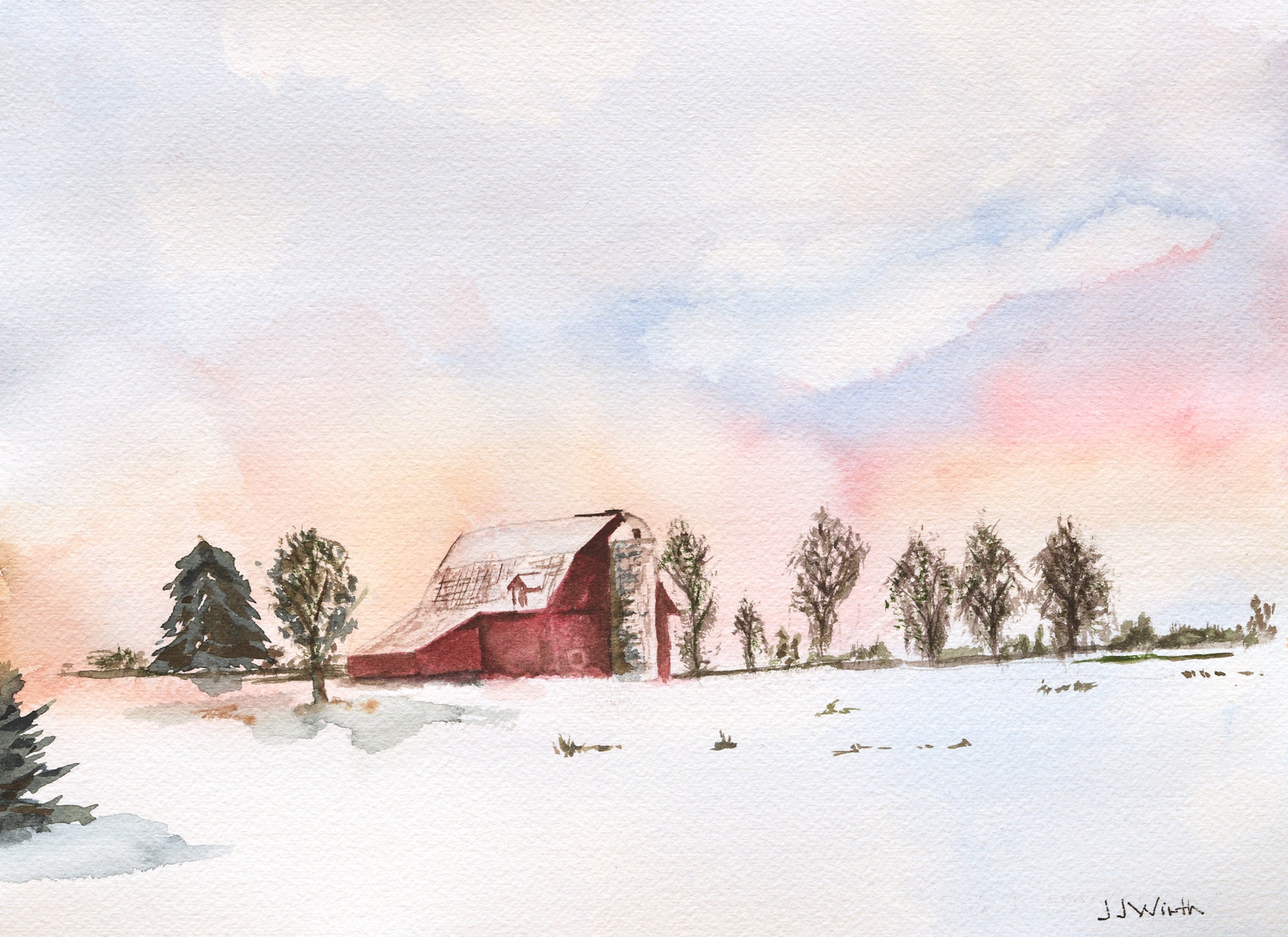Winter Barn Scene - Etsy