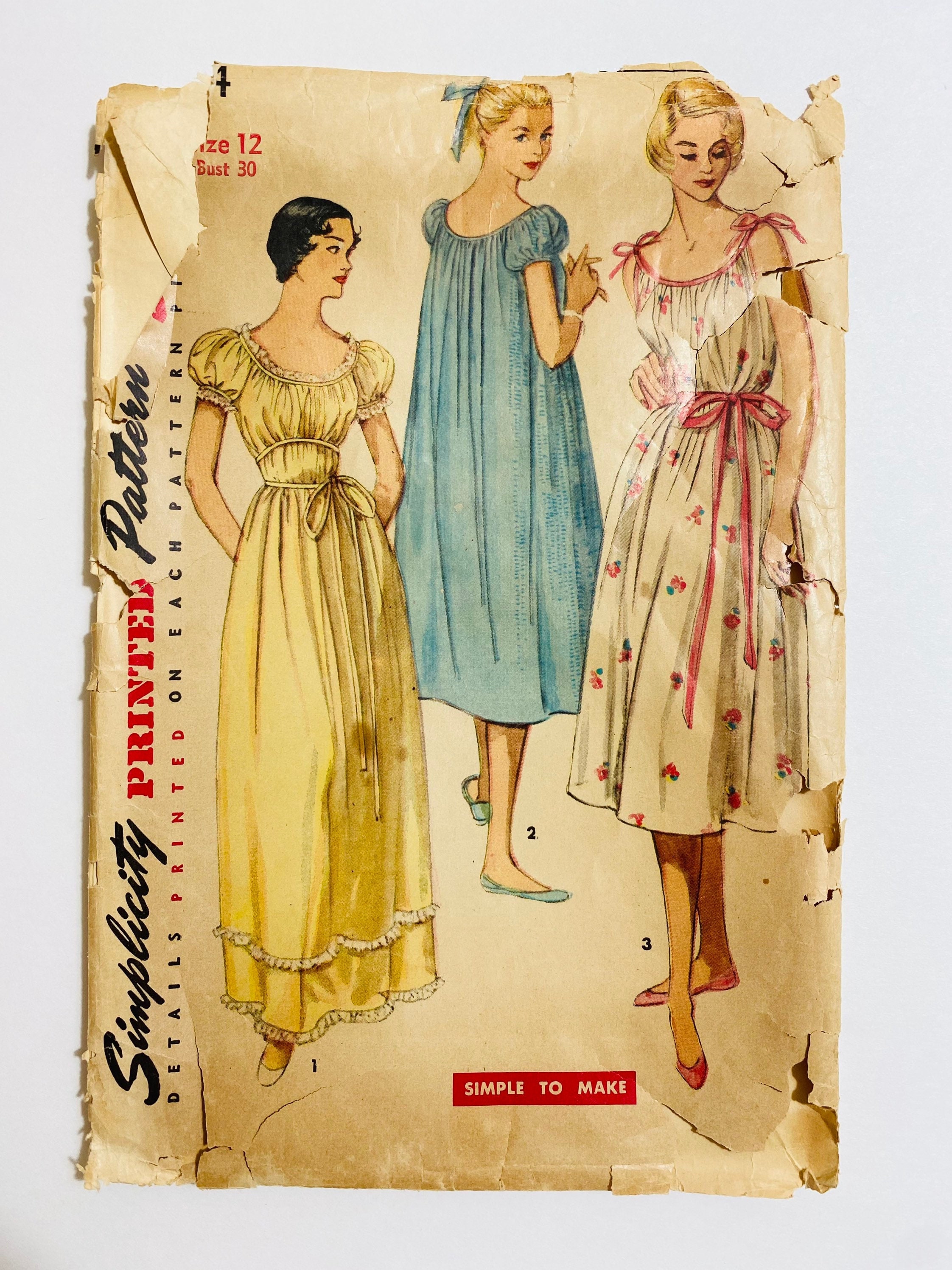 Partially Cut Vintage Two Pieced Dress Pattern Simplicity 4684 Patterns ...