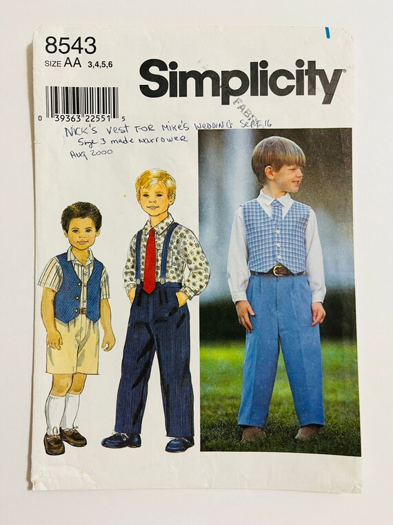 Simplicity 8543 chest 22 23 24 25 - Etsy